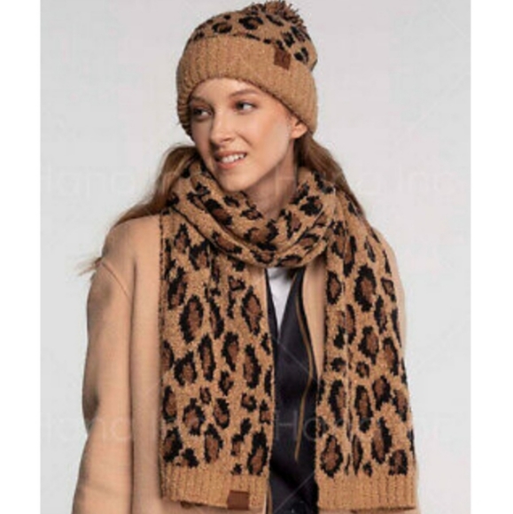 C.C. Boutique | Accessories | Cc Leopard Animal Print Knit Scarf And ...